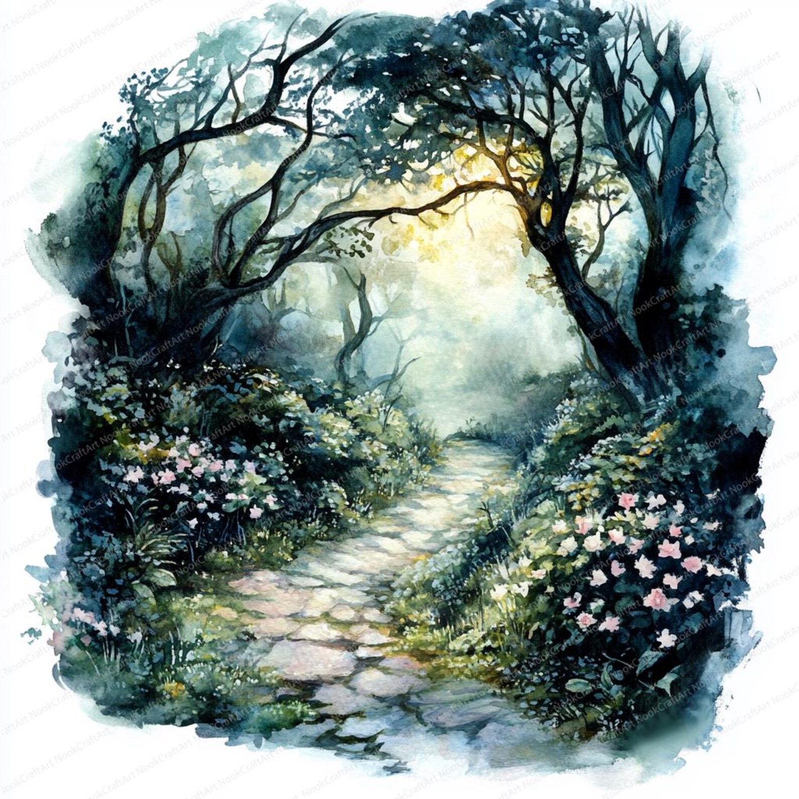 14 Enchanted Trail Clipart Spellbinding Forest Printable Watercolor ...