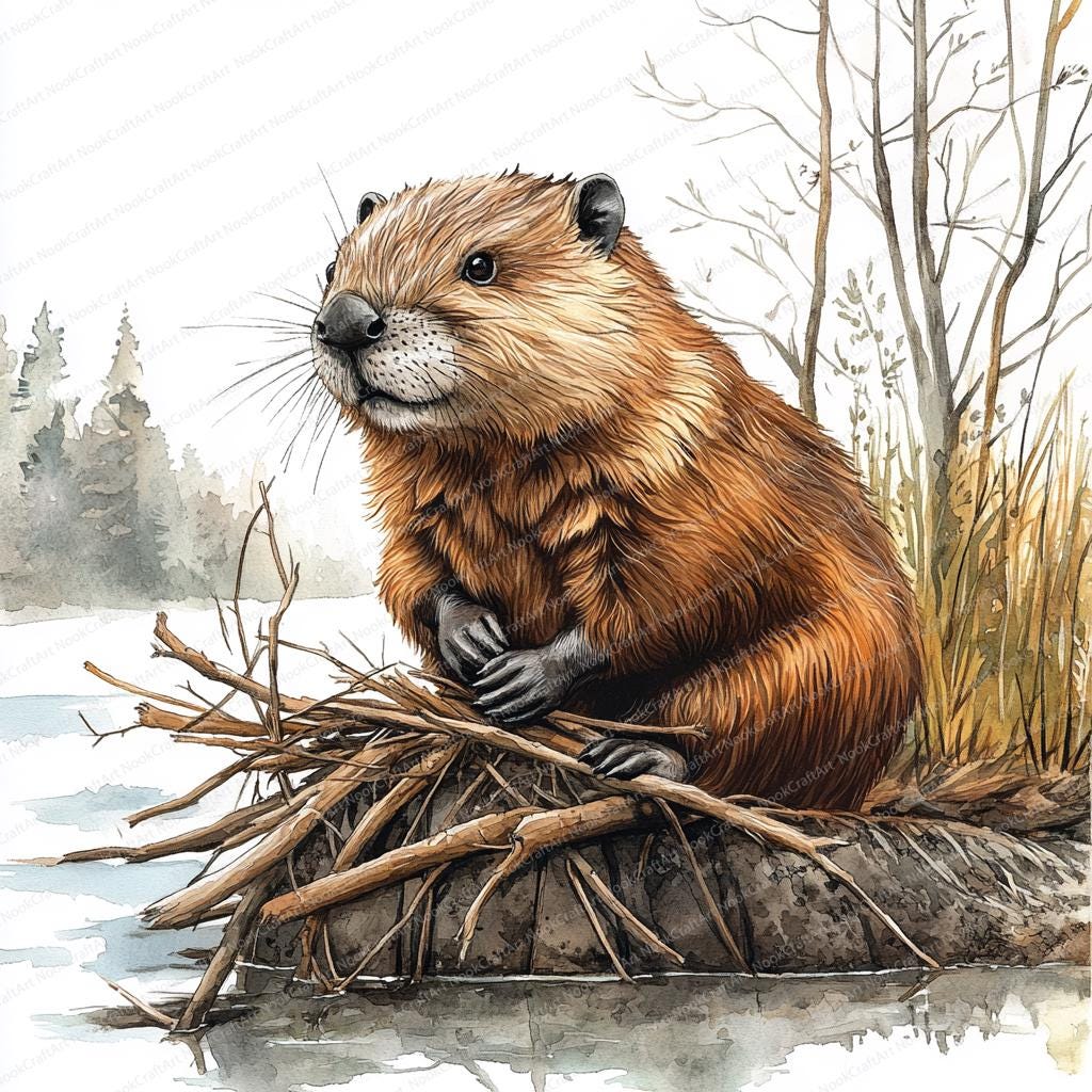 21 Beaver Dam Building Clipart | Woodland Animal Construction Art ...