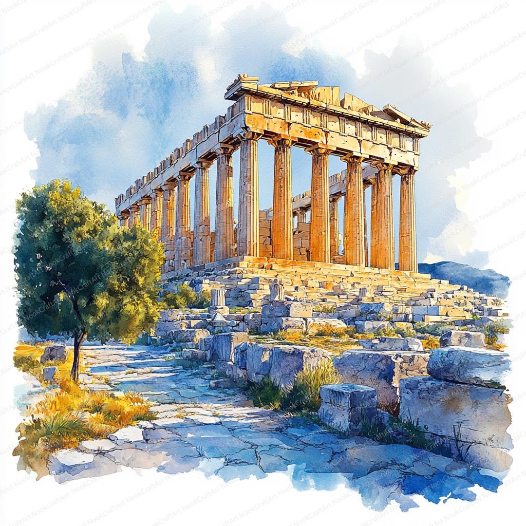 24 Parthenon Clipart Greece | Ancient Greek Temple Illustration ...