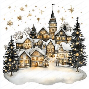 20 Christmas Village Clipart | Festive Winter Scene | Printable ...