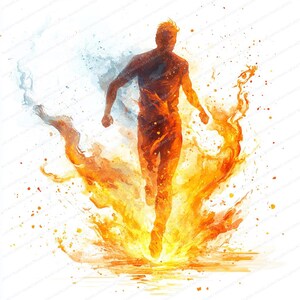20 Running Man Fire Trail Clipart | Dynamic Fiery Illustration Design ...