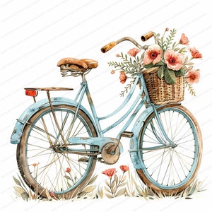 8 Bicycle With Flowers Clipart | Florist Bike | Printable Watercolor ...