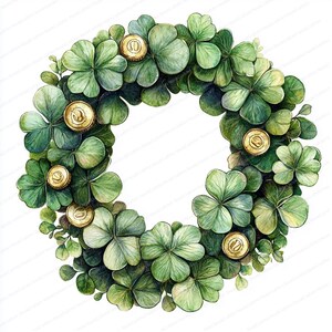 18 Clover and Gold Coin Clipart | Lucky Wreath Design | Printable ...
