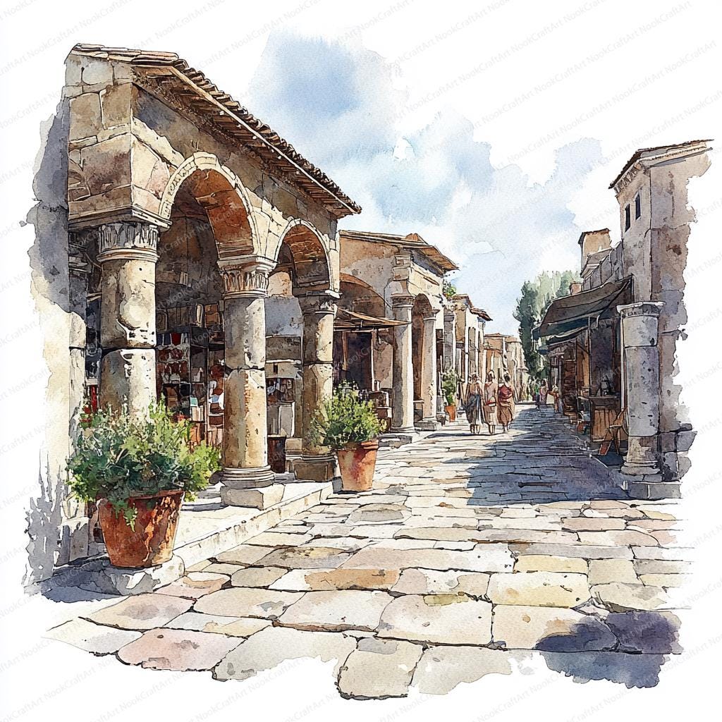 24 Ancient Roman Street Clipart | Cobblestone Pathway Illustration ...