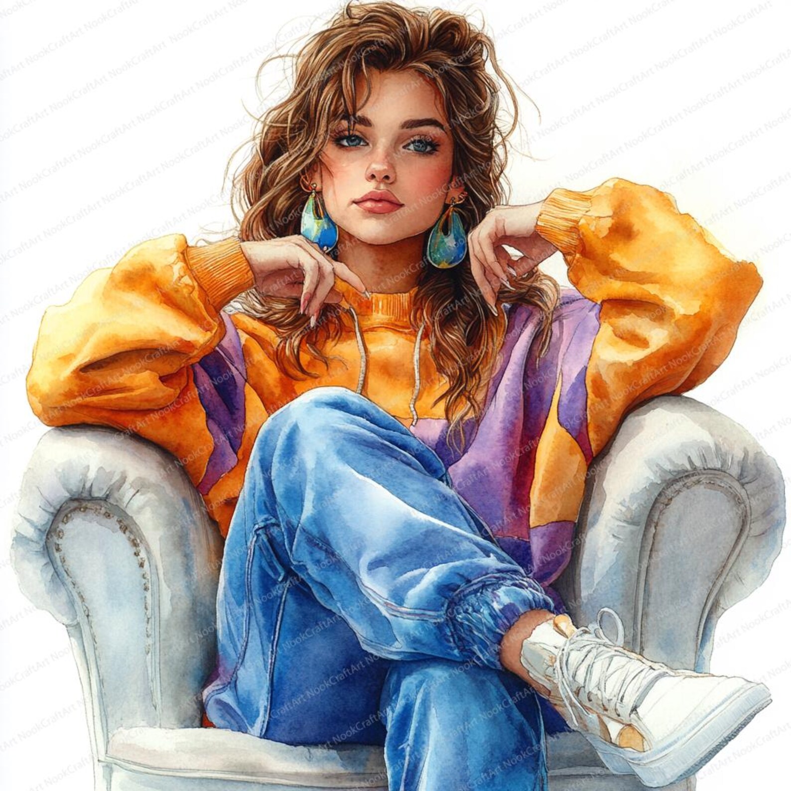 17 80s Inspired Girl Clipart | Retro Style Digital Illustration ...