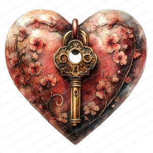 19 Heart Shaped Lock Clipart | Romantic Love Digital Art | Printable ...