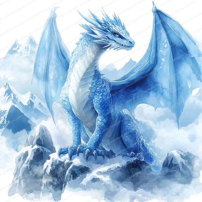 17 Ice Dragon Fantasy Clipart | Magical Winter Creature Collection ...