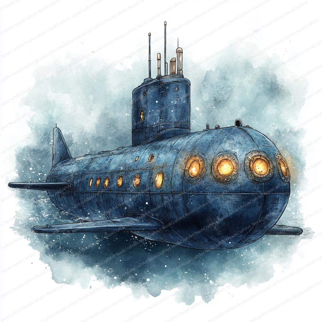 21 Detailed Submarine Clipart | Nautical Underwater Illustration ...