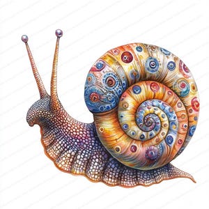 20 Folk Art Snail Clipart | Whimsical Snail Illustrations | Folk Decor ...