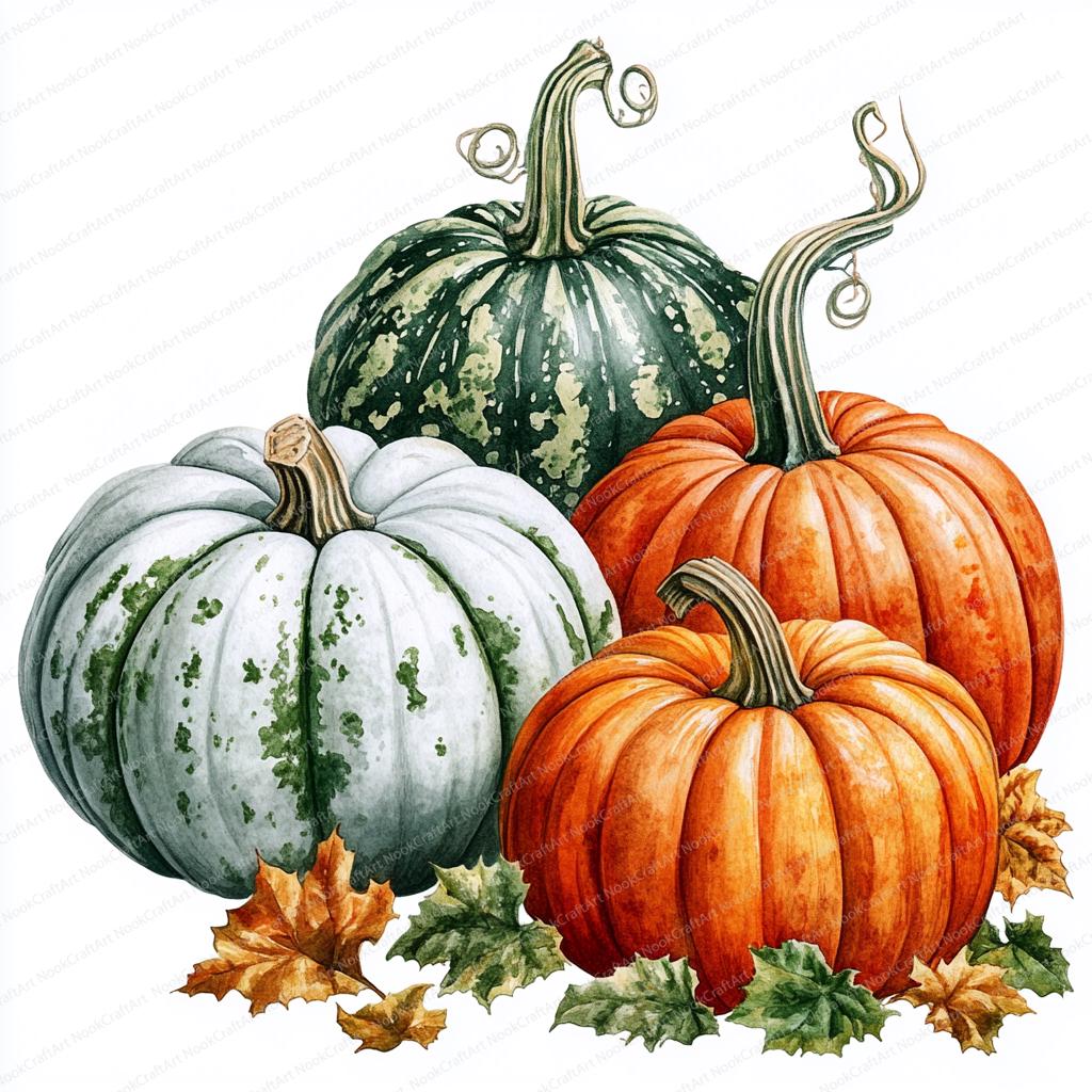 18 Autumn Gourds and Pumpkin Clipart | Harvest Pumpkin Designs | High ...
