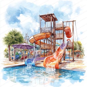 20 Water Ride Clipart Fun | Swings and Slides Adventure | Printable ...