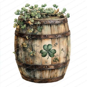 16 Vintage Clover Barrel Clipart | Ornate Wood Engraving Design ...