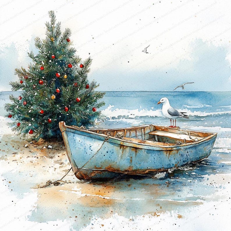 18 Beachy Christmas Clipart | Coastal Holiday Art | Printable ...