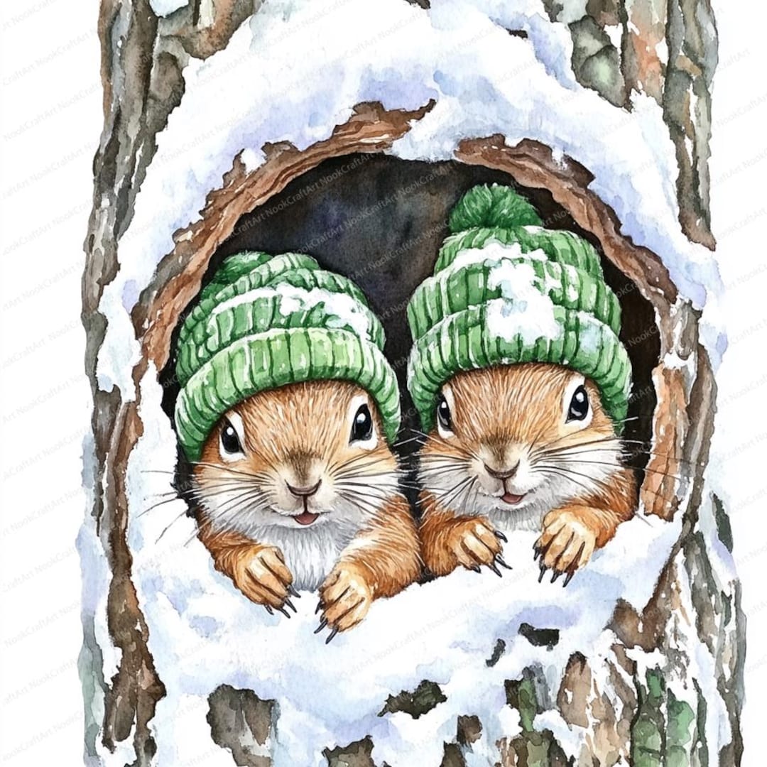 16 Winter Squirrels Clipart | Frosty Squirrels | Printable Watercolor ...