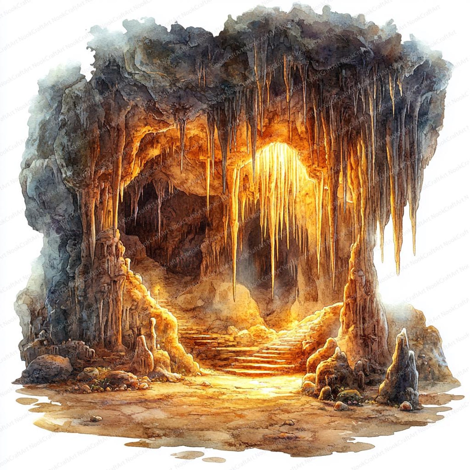 18 Cave Stalactites Clipart | Illuminated Underground Artwork ...
