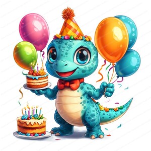 16 Cute Dinosaur Clipart | Birthday Party Clipart Bundle | Printable ...