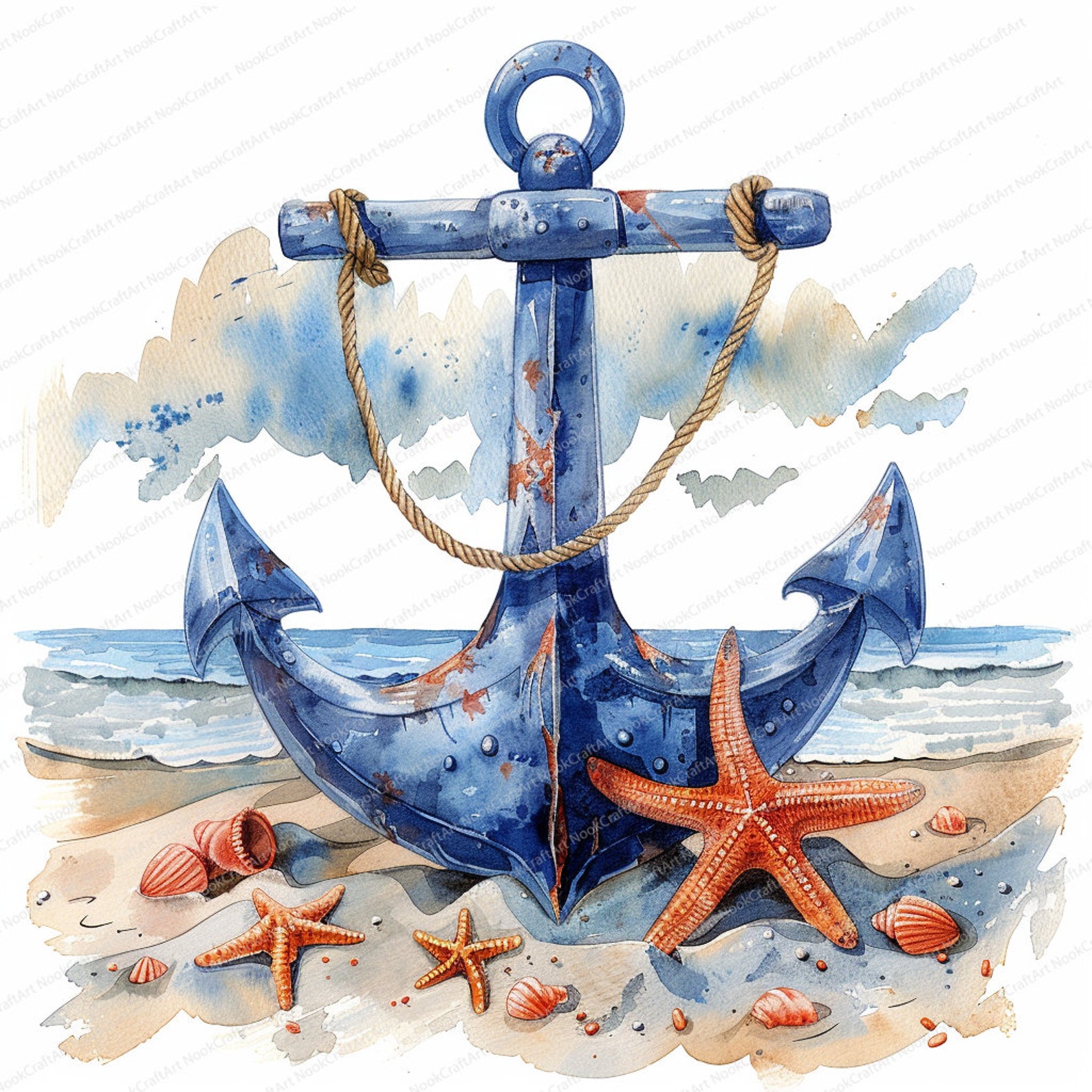 12 Anchor Clipart Maritime Anchor Clipart Set Printable Watercolor ...