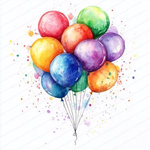 14 Party Balloons Set 2 Clipart | Rainbow Balloons Clipart | Printable ...