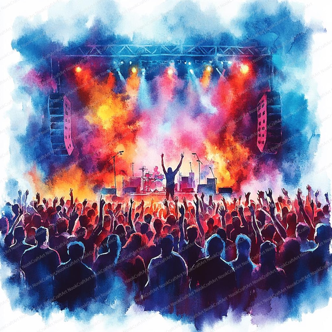 15 Concert Crowd Clipart | Hands Raised Festival Vibes | Printable ...