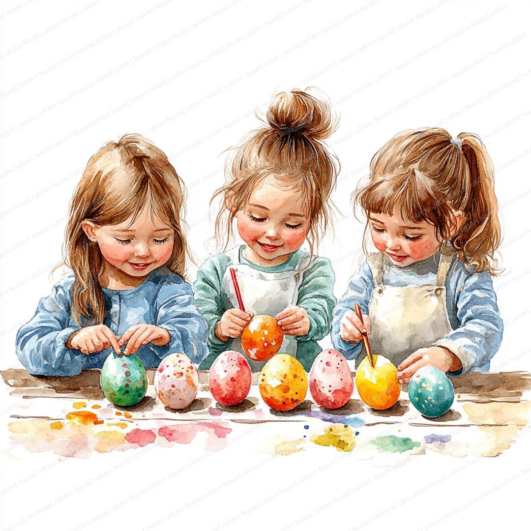 19 Easter Egg Coloring Clipart | Kids Painting Easter Eggs ...
