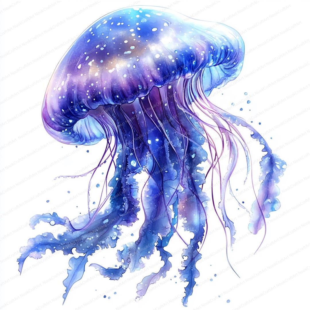 22 Glowing Jellyfish Clipart | Enchanting Ocean Depths | Printable ...