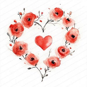 18 Christmas Decor Clipart | Floral Heart Illustrations | Printable ...