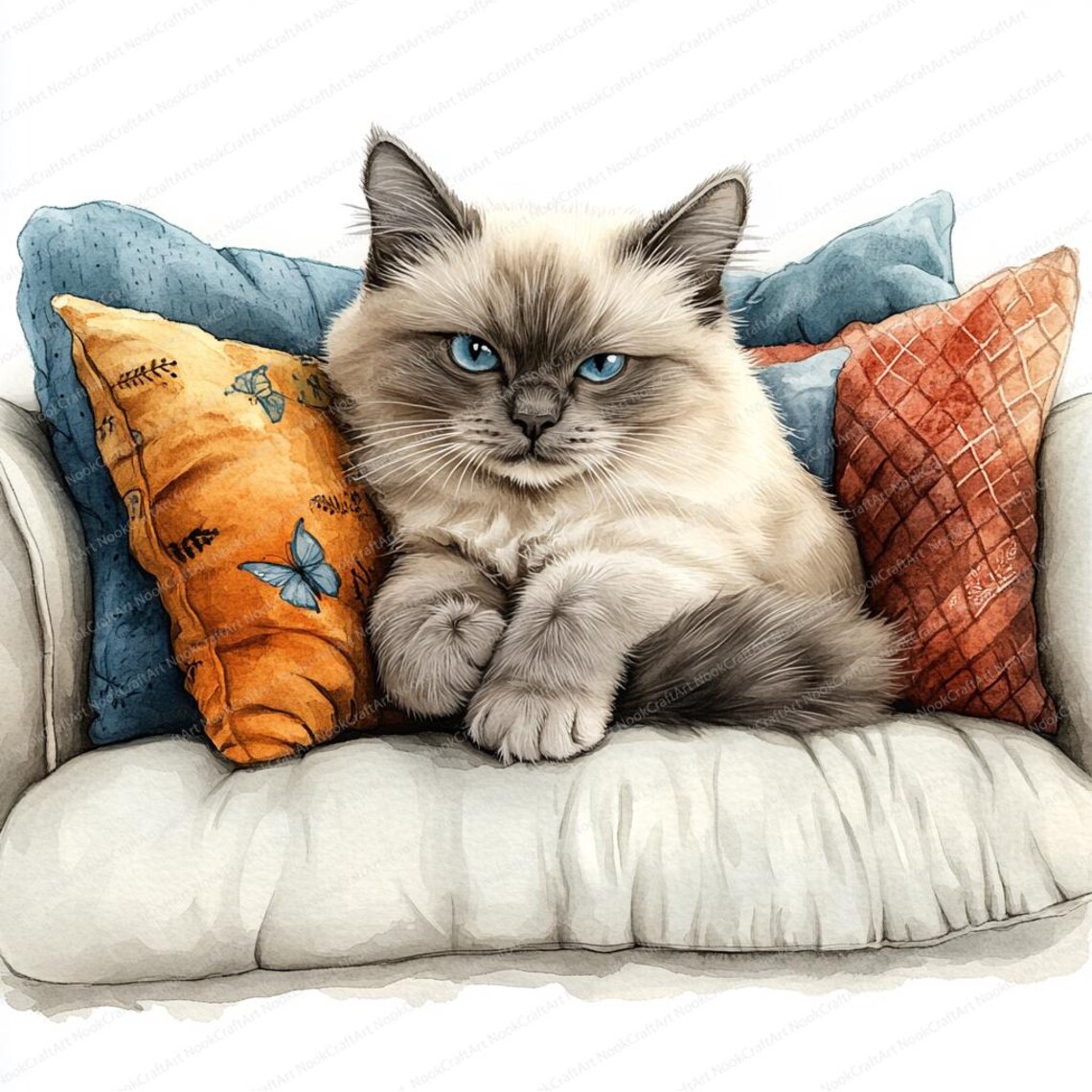 21 Cat Curling up Clipart | Cozy Feline Illustration | Printable ...