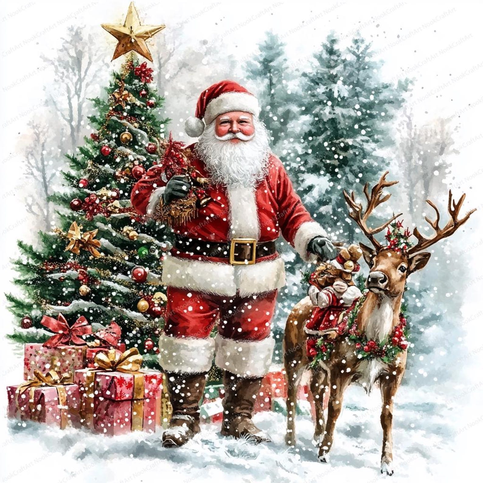 18 Christmas Reindeer and Santa Claus Clipart | Festive Holiday ...