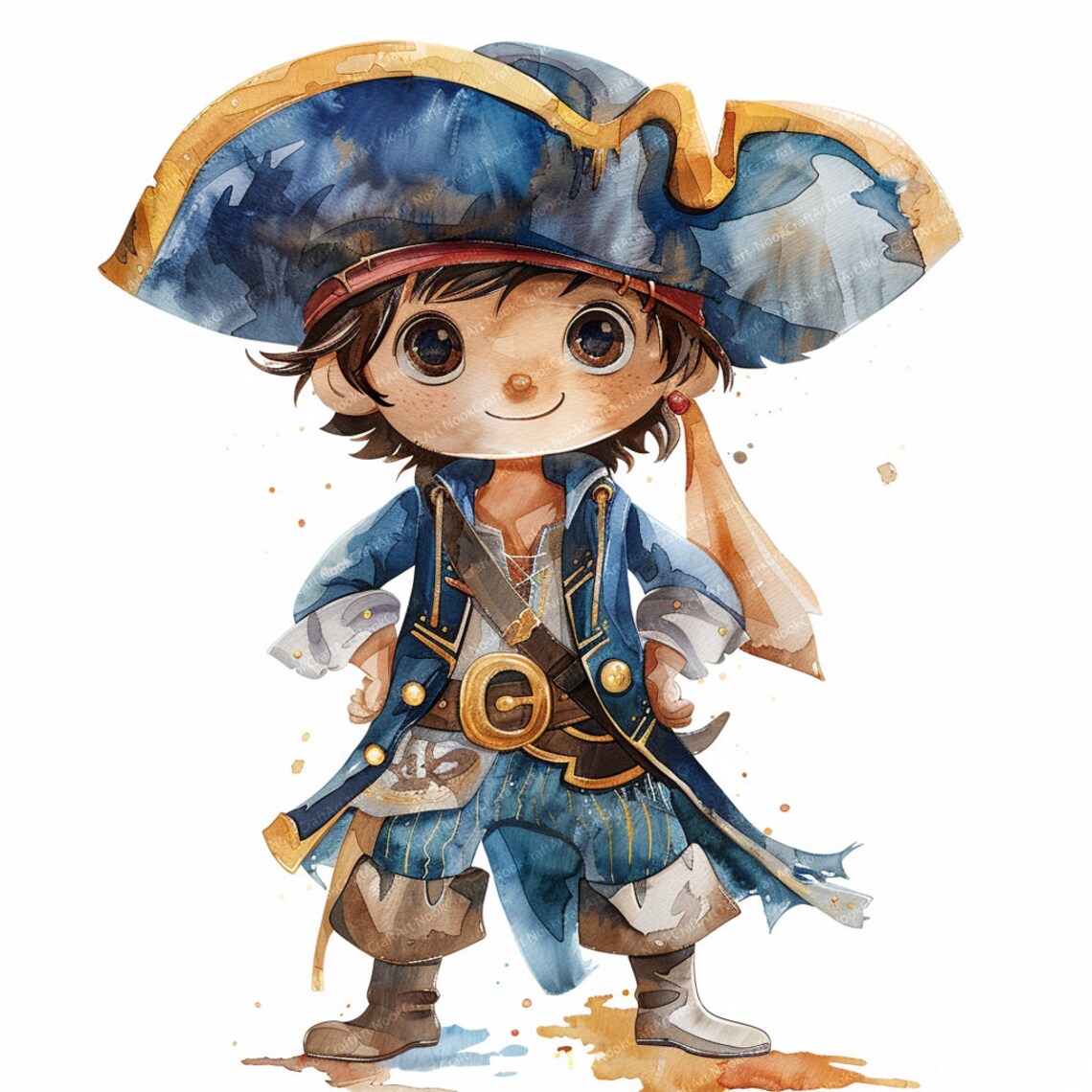 14 Cartoon Pirates Clipart Cute Pirates Print Printable Watercolor ...