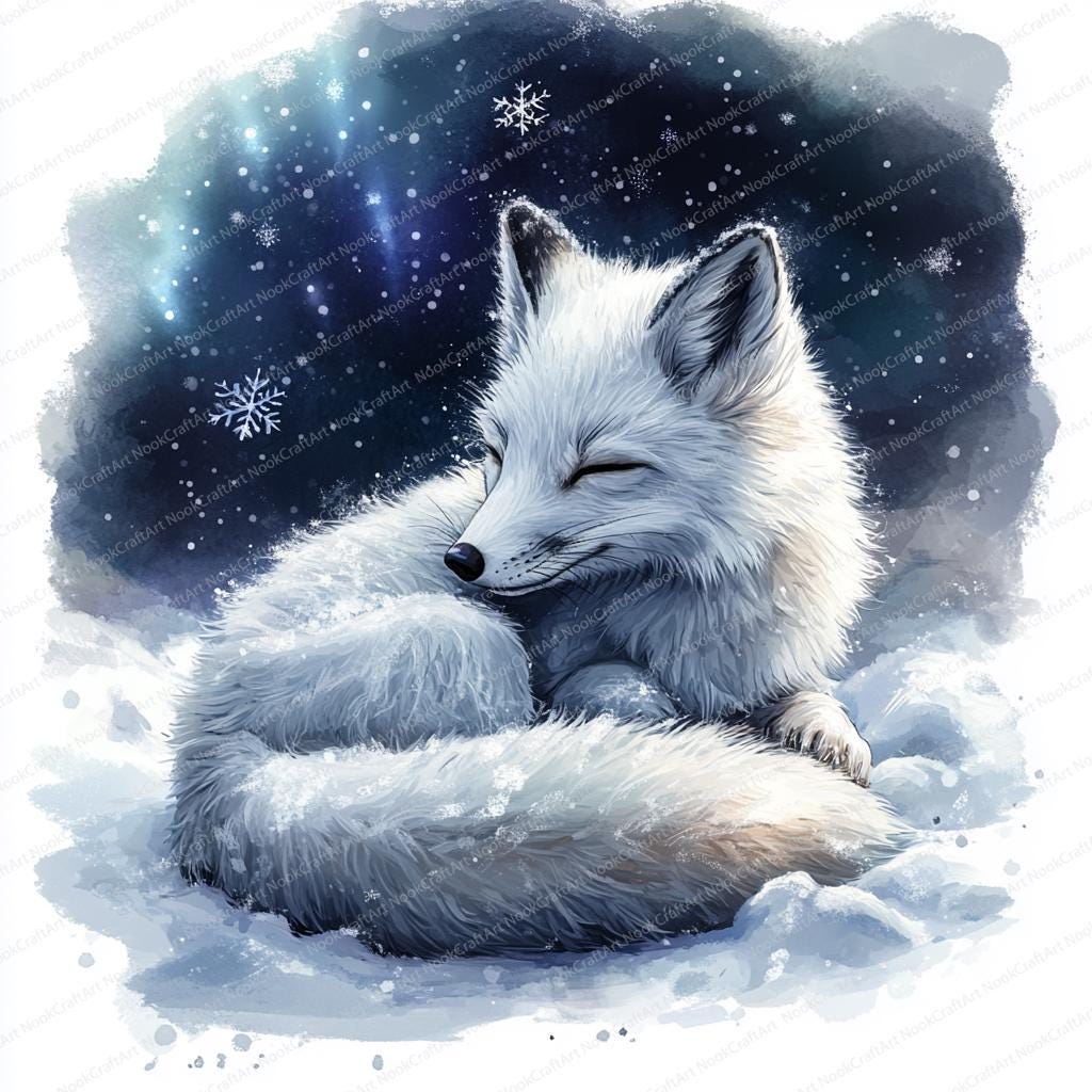 24 Arctic Fox Clipart | Winter Wildlife Illustration Set | Printable ...
