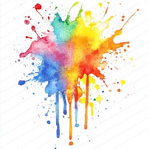 20 Color Splash Clipart | Vibrant Paint Splashes | Printable Watercolor ...