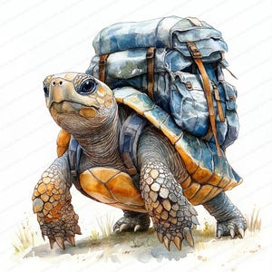17 Turtle Backpack Clipart | Whimsical Animal Illustration | Printable ...