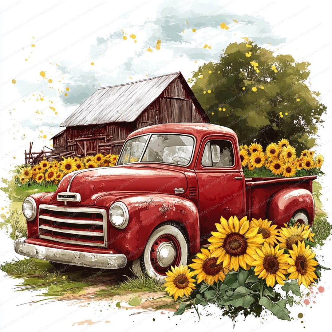 14 Rustic Red Farm Truck Clipart | Old Farm Truck | Printable ...