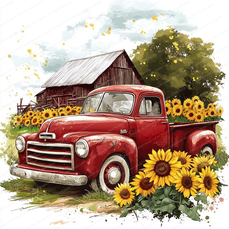 Rustic Red Truck - Etsy
