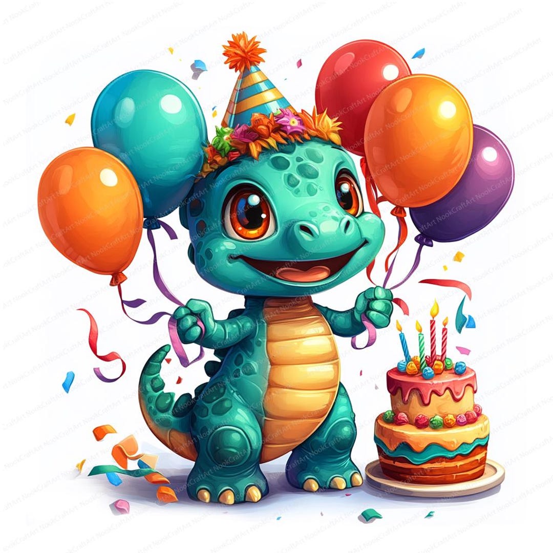 16 Cute Dinosaur Clipart Birthday Party Clipart Bundle Printable ...