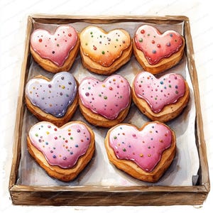 20 Heart-shaped Cookies Clipart | Romantic Dessert Graphics| Printable ...