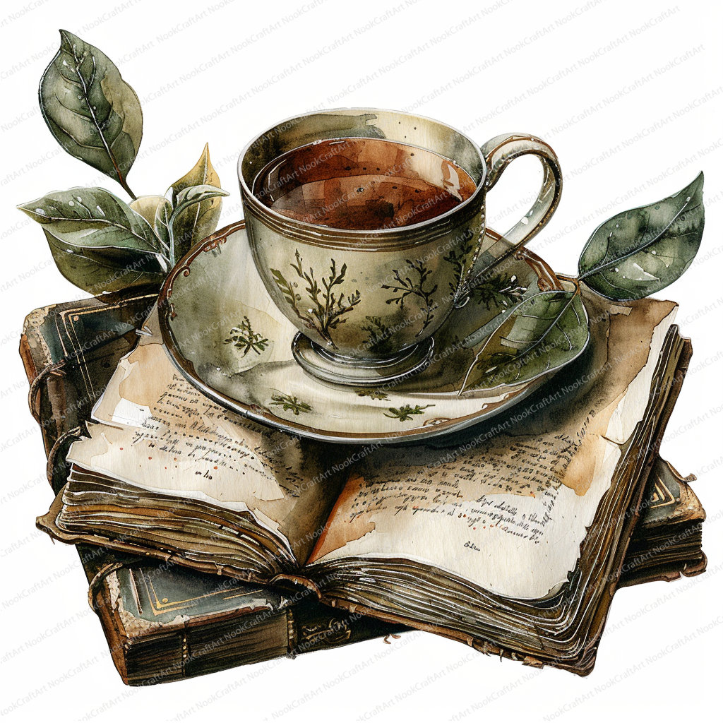 14 Tea and Book Clipart | Tea Clipart | Printable Watercolor Clipart ...