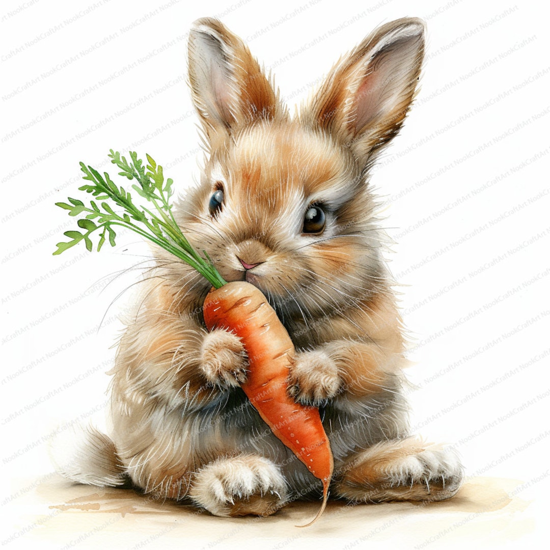 14 Fluffy Rabbits, Clipart With Rabbits | Printable Watercolor Clipart ...