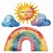 12 Sun and Rainbow Clipart Nursery Rainbow Printable Watercolor Clipart ...