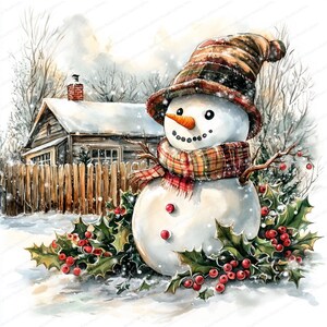 14 Christmas Watercolor Snowman Clipart | Winter Scene | Printable ...