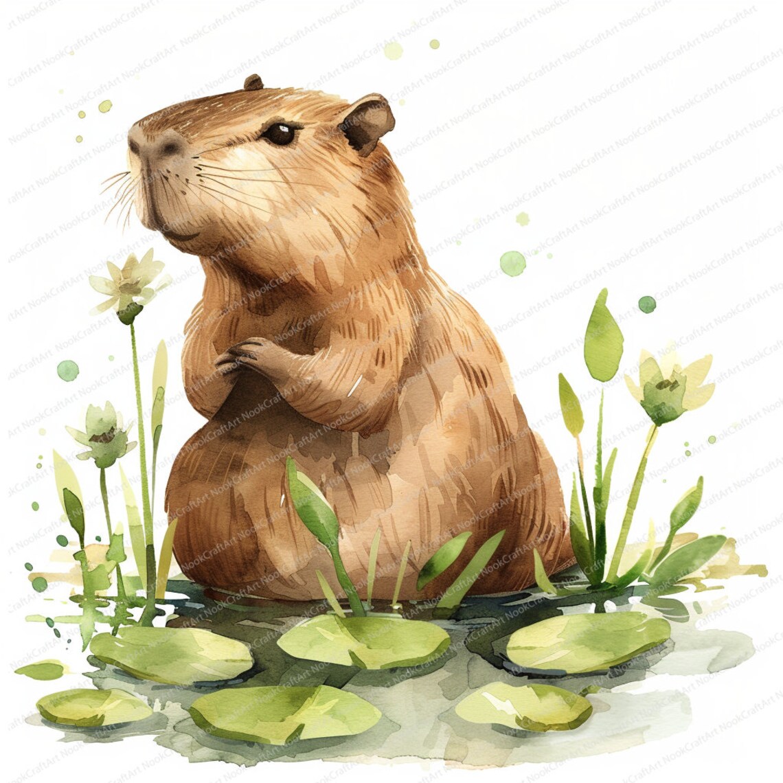 11 Capybara Clipart Bundle Watercolor Capybara Printable Clipart High ...