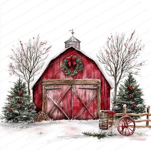 18 Christmas Barn Clipart | Festive Farmyard Barn | Printable Clipart ...
