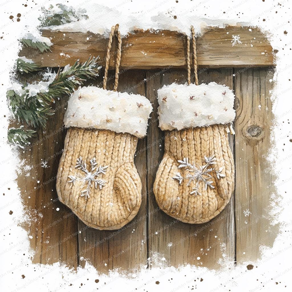 19 Mittens on String Clipart | Cozy Winter Decoration Illustration ...