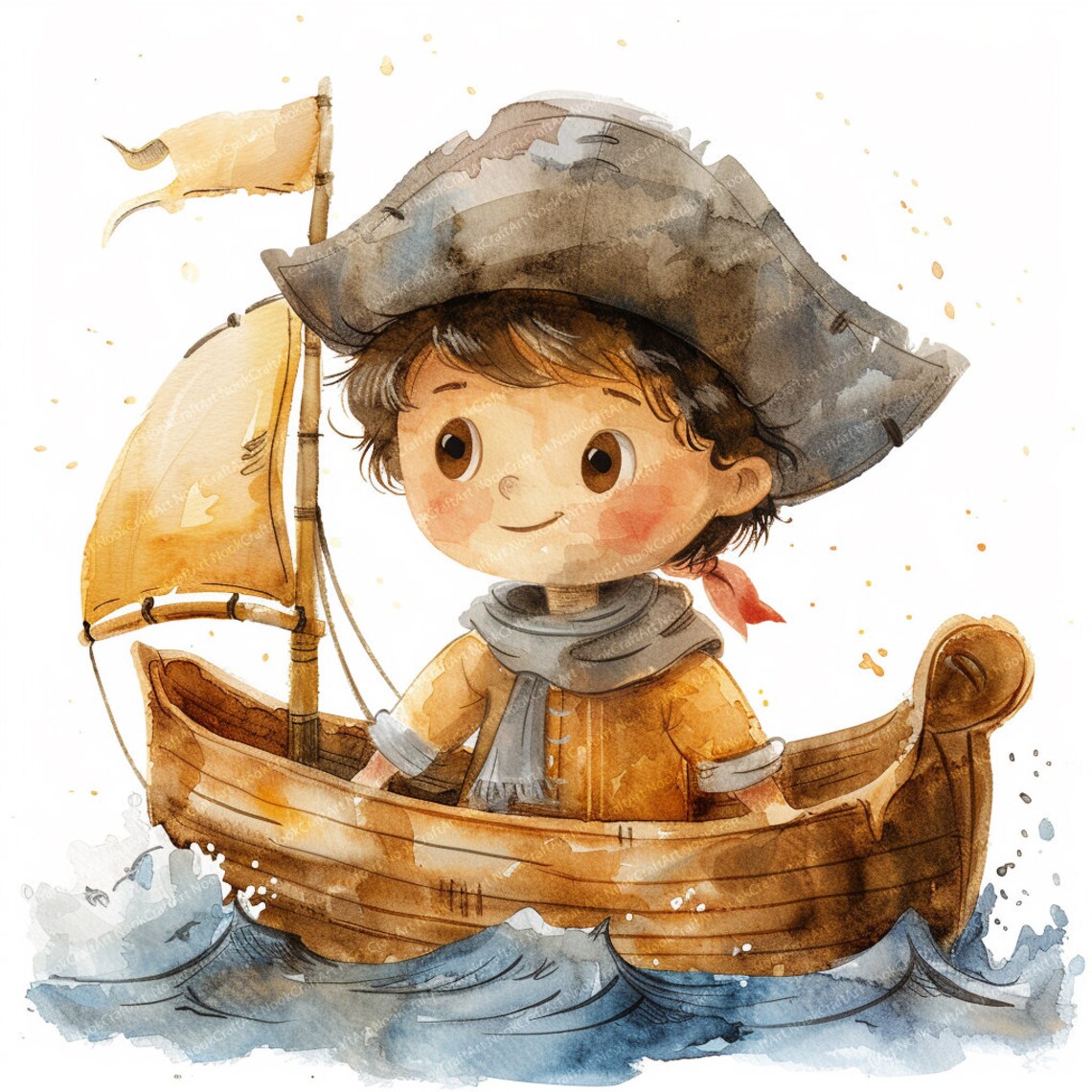 14 Cartoon Pirates Clipart Cute Pirates Print Printable Watercolor ...