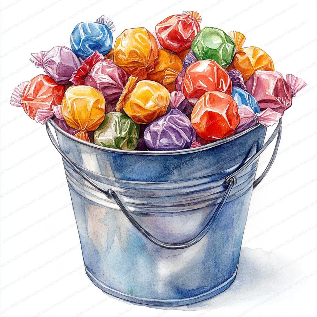 25 Candy Bucket Clipart | Colorful Sweets Collection | Printable ...