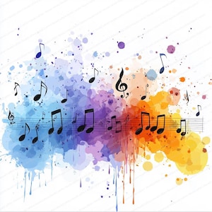 20 Watercolor Music Notes Clipart | Music Wall Art & Notes | High ...
