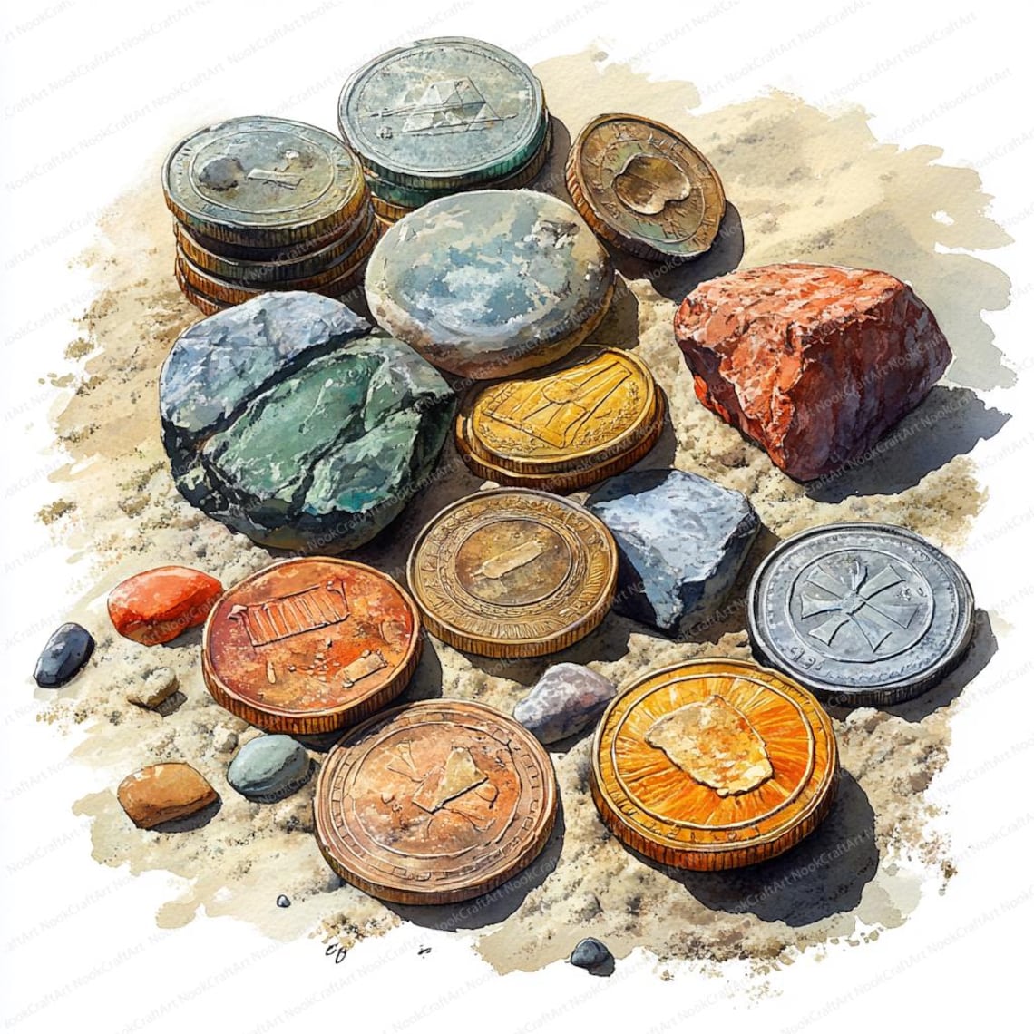 20 Ancient Coin Clipart | Vintage Currency Illustrations| Printable ...