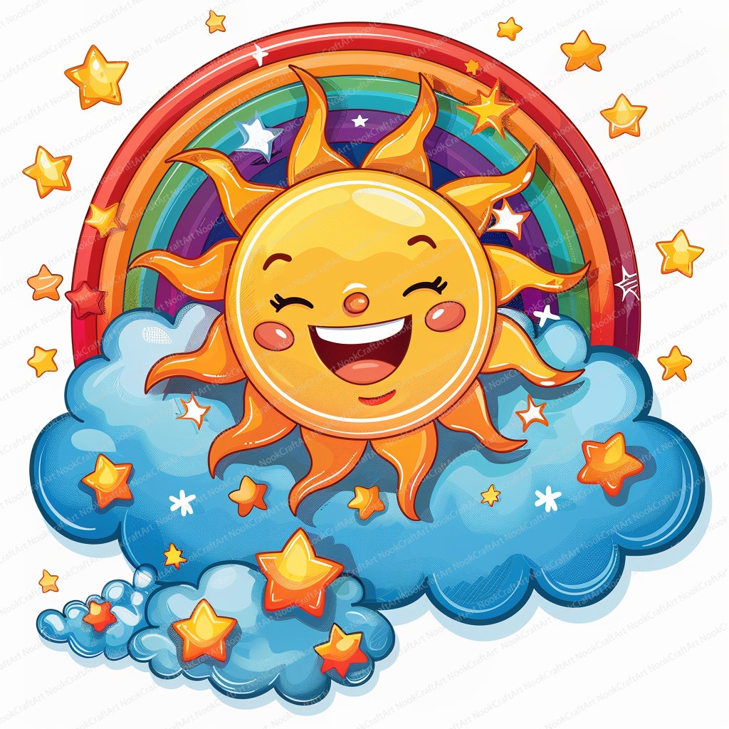 12 Sun and Rainbow Clipart Sun and Rainbow Illustrations Digital ...