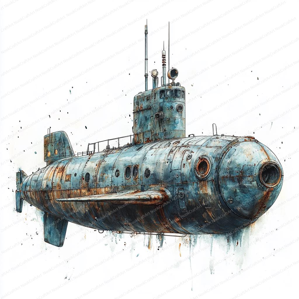21 Detailed Submarine Clipart | Nautical Underwater Illustration ...