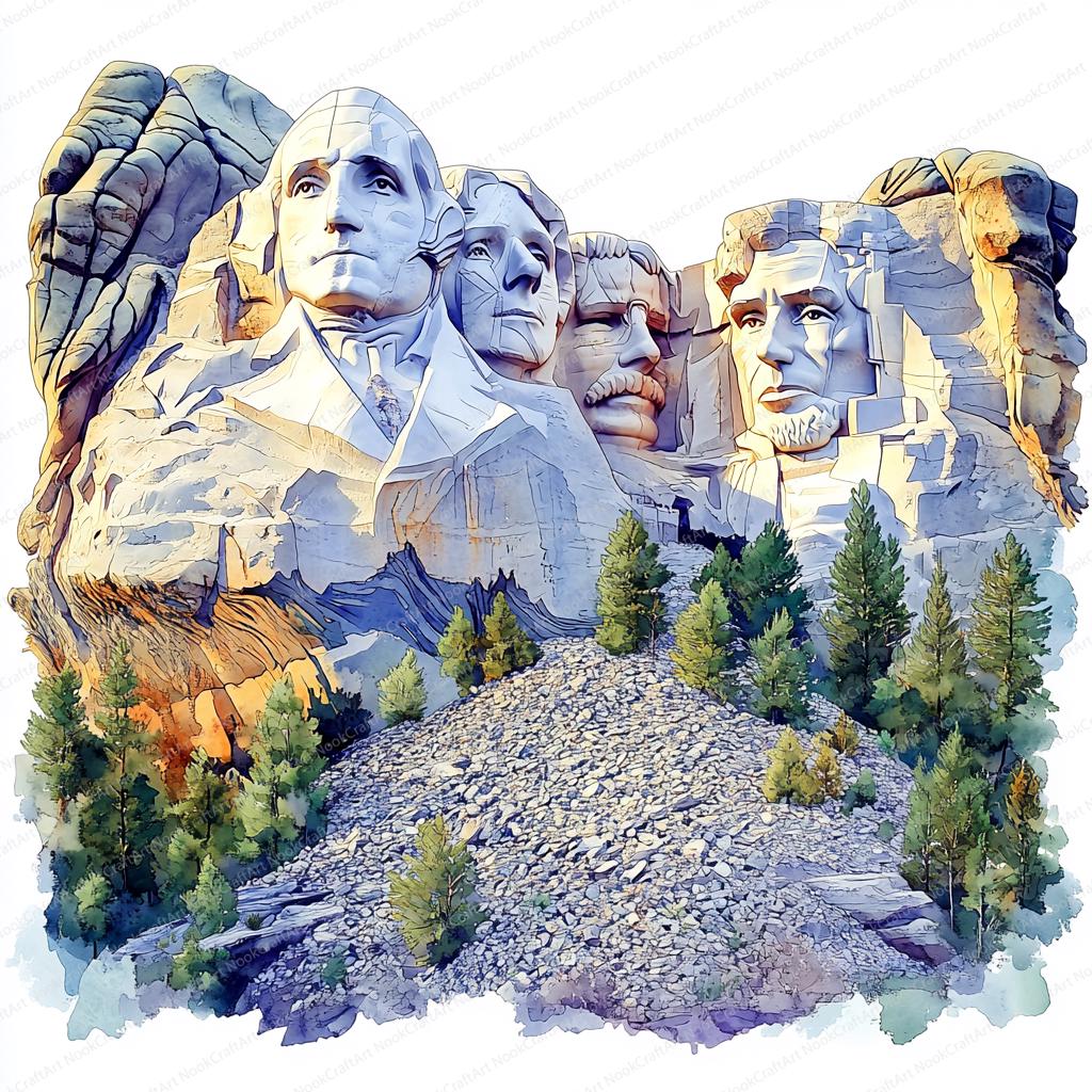24 Mount Rushmore Clipart | Iconic Monument Illustration Set ...